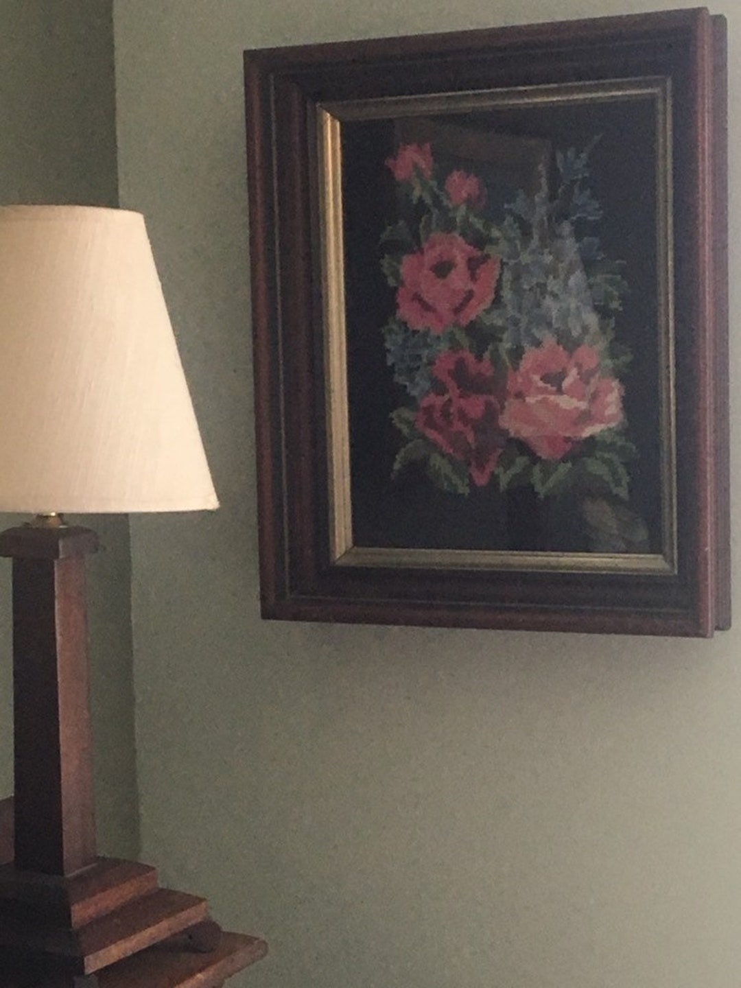 Antique Walnut Shadow Box Frame With Needlepoint - Etsy