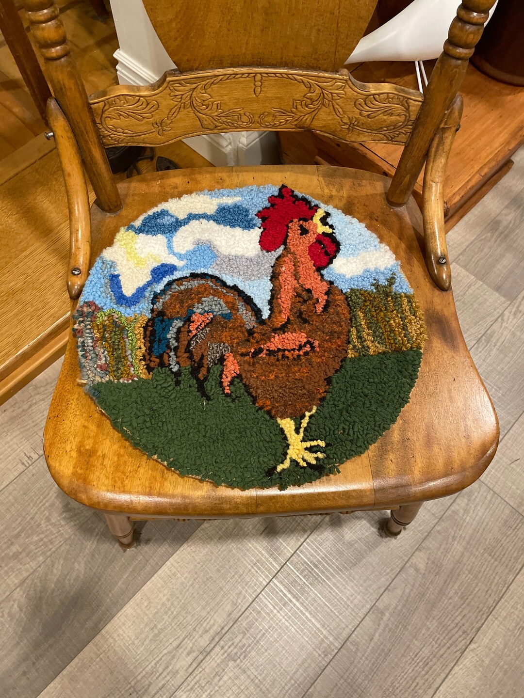 Two Attractive Hand Hooked Rooster Chair or Table Top Mats. - Etsy