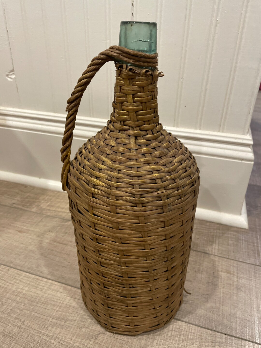 Antique Hand Blown Bottle Encased in a Pristine Wicker Envelope. - Etsy