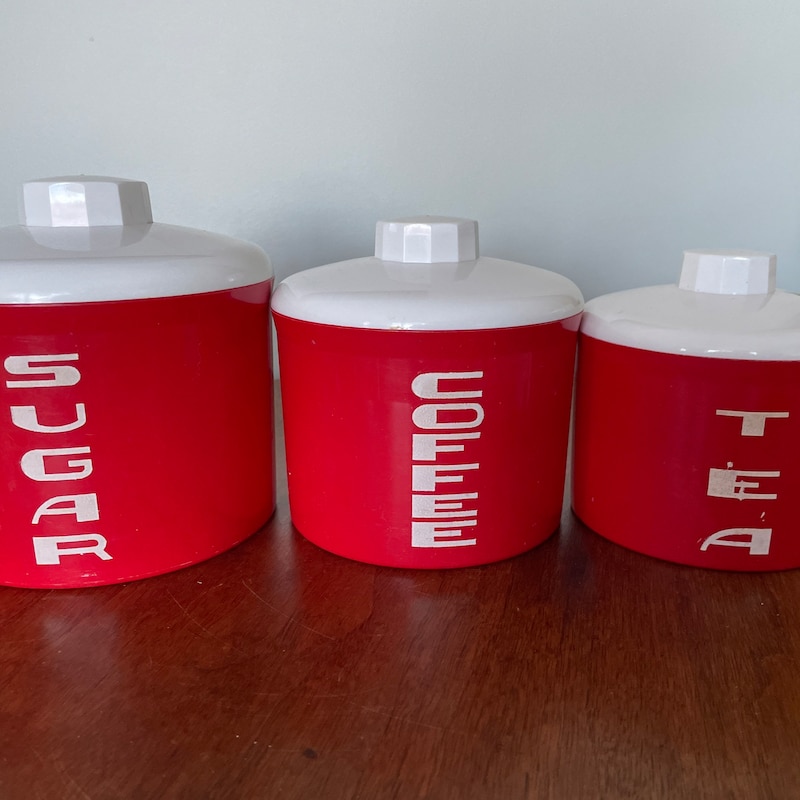 Red White Canisters - Etsy