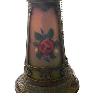 Art Nouveau Reverse Painted Glass Panel Lamp - Etsy