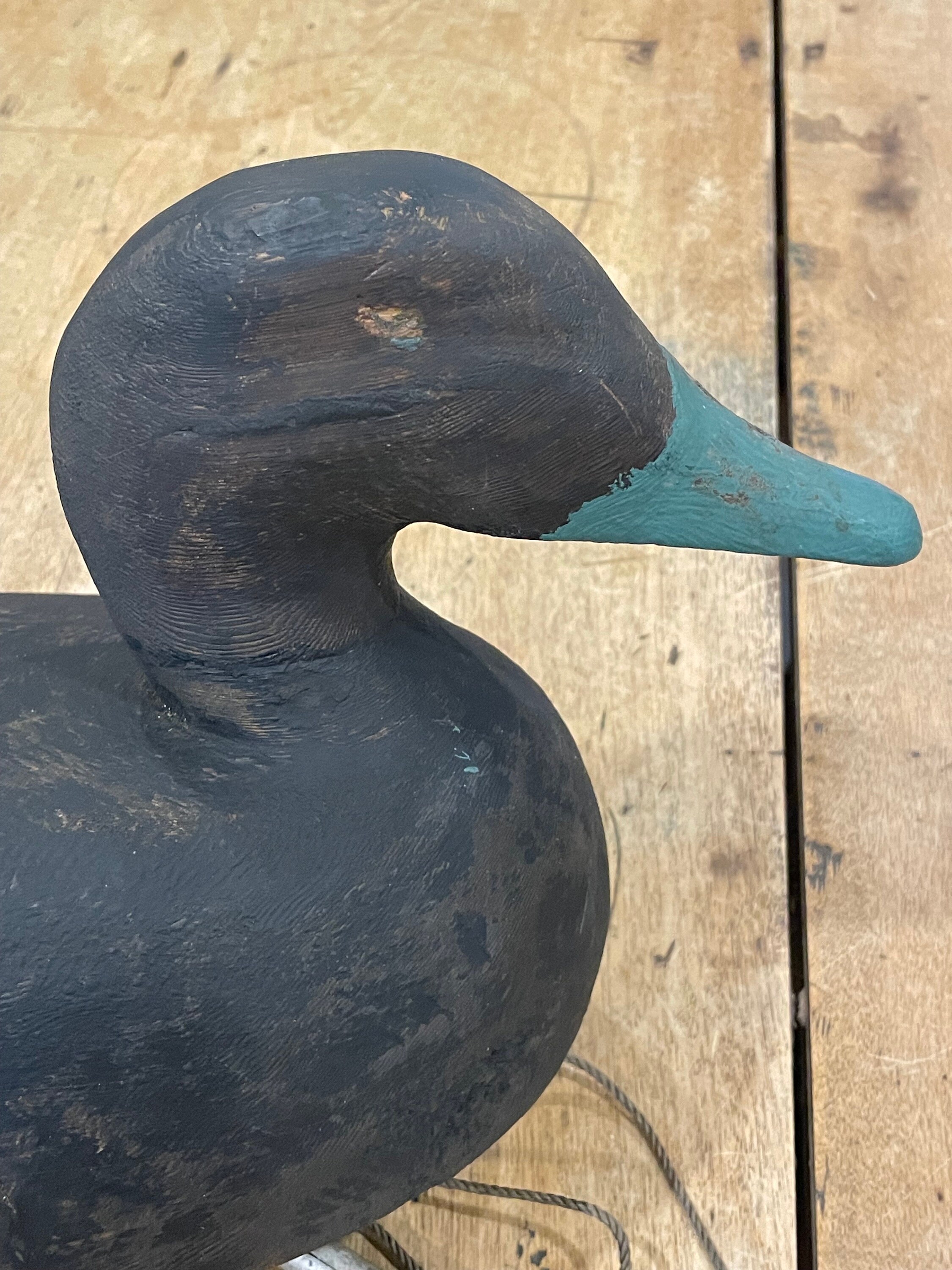 Nicely Carved and Signed 20th Century Black Duck Decoy From Northern ...