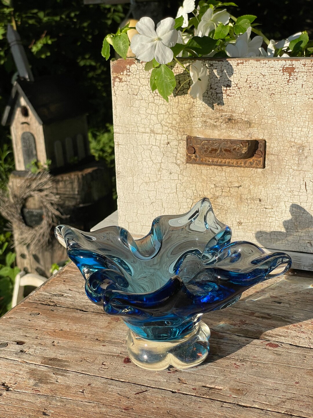 Blue Art Glass, Lorraine Glass Industries - Etsy