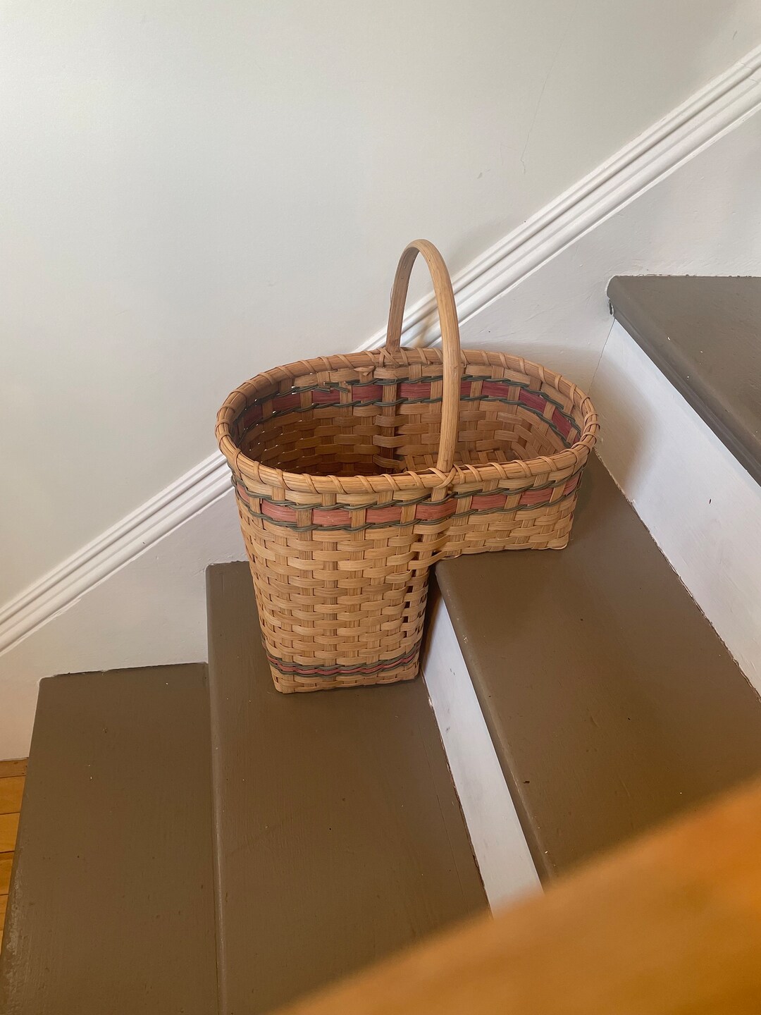 Handmade Vintage Woven Stair Step Basket - Etsy