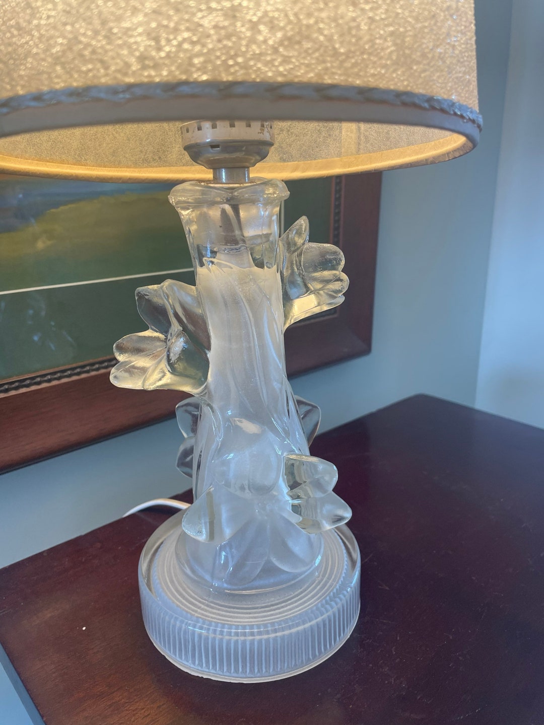 Small Antique Glass Lamp With Flowers - Etsy