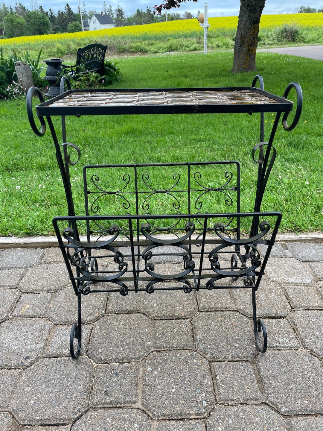 MCM Magazine Rack With Amber Glass Shelf From the 1950s - Etsy