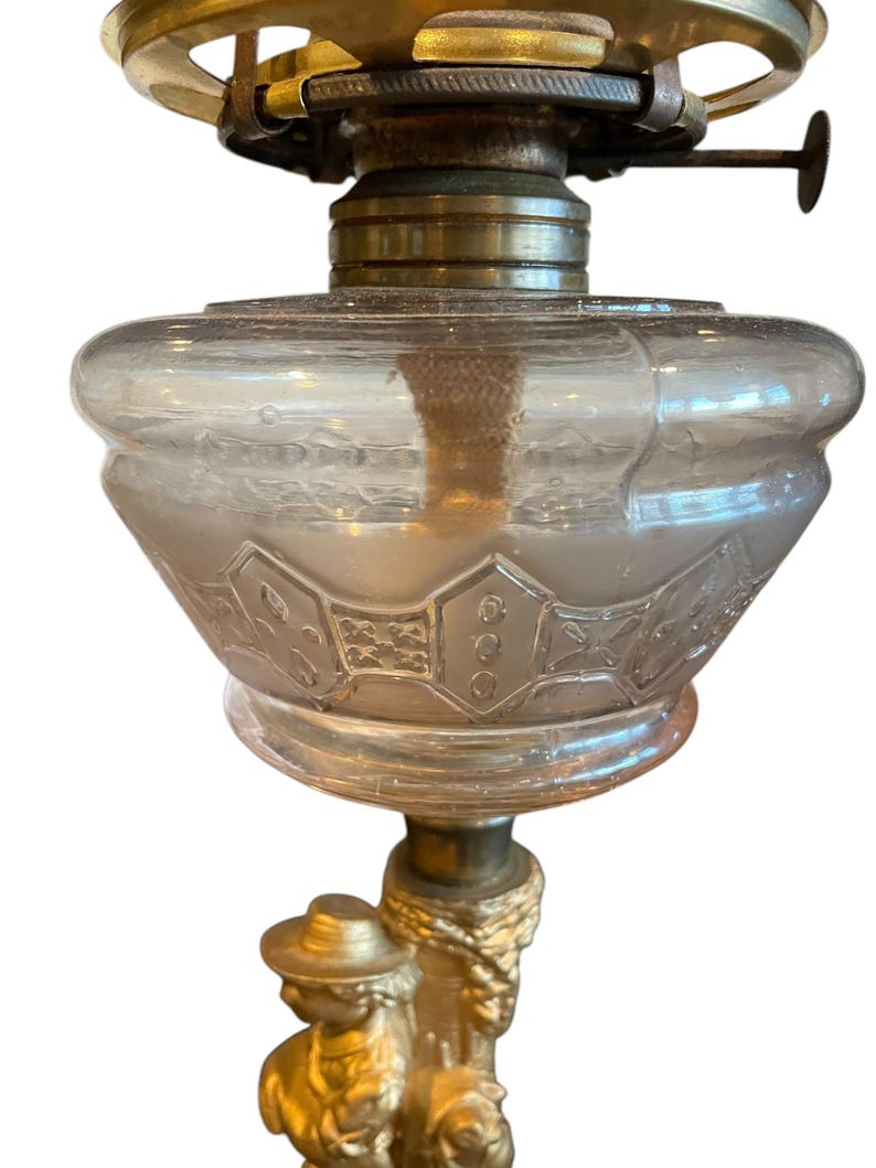 Antique Victorian Farm Boy Figural Stem Oil Lamp - Circa 1865 to 1880 ...