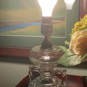 An Antique Rare Findlay Pressed Glass Two Finger Footed Kerosene Oil ...