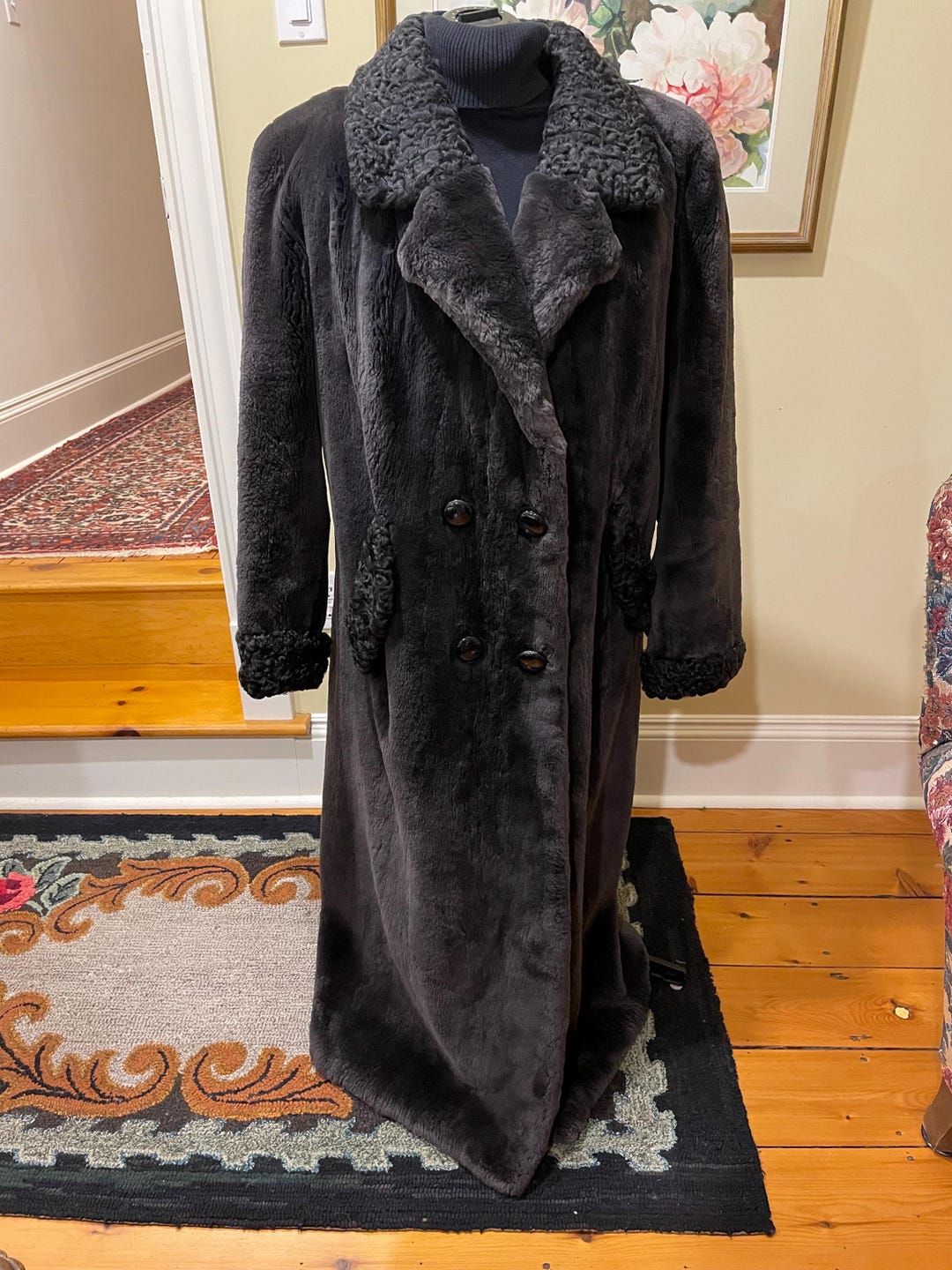 Ultra Luxurious Vintage Full Length Long Mouton Fur Coat Made in Canada ...