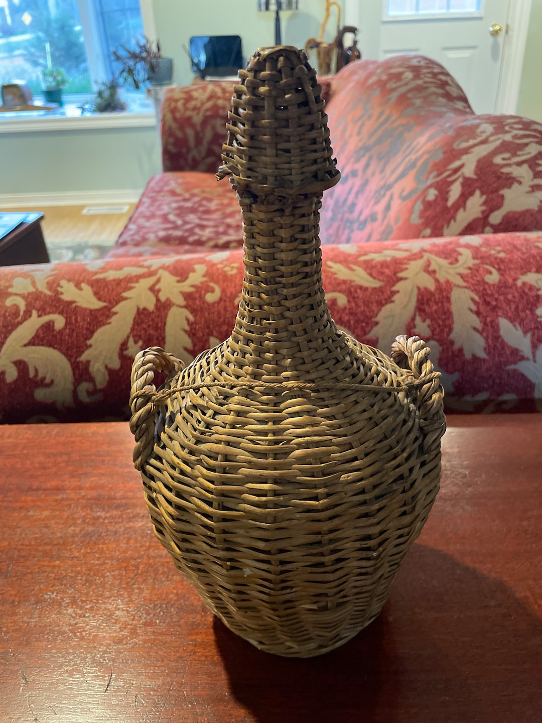Antique Hand Blown Bottle Encased in a Pristine Wicker Envelope ...