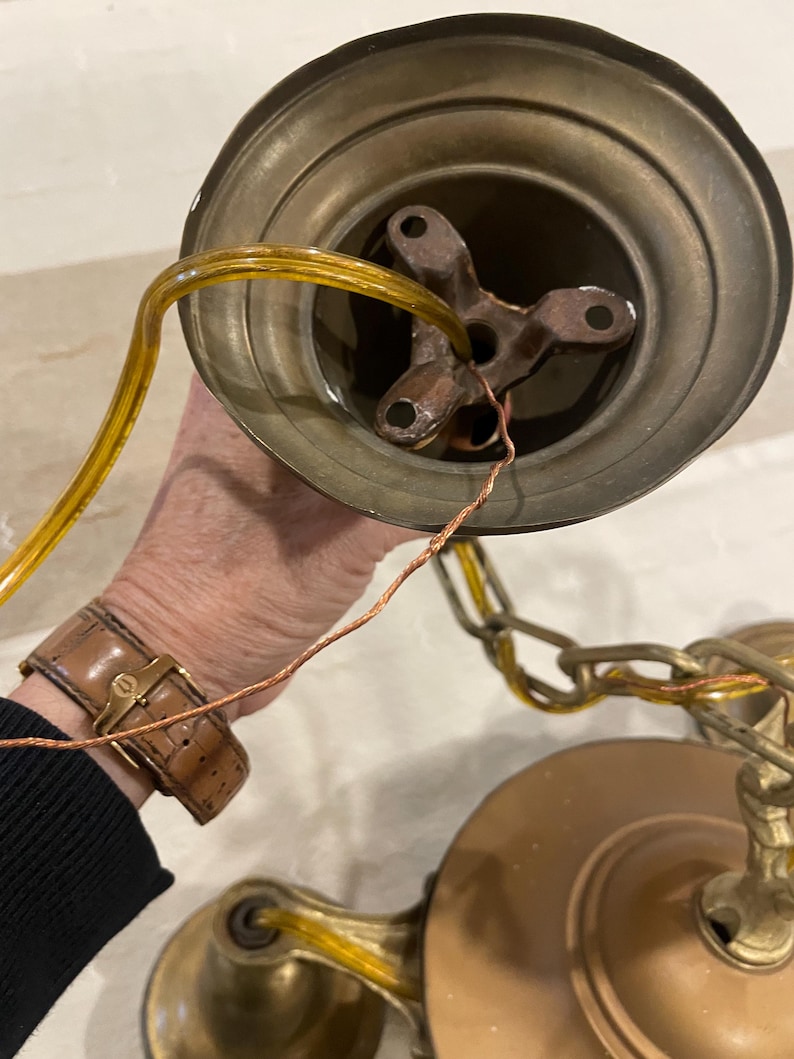 A Gorgeous Antique 1930's 3 Arm Brass Chandelier Ceiling Light Fixture ...