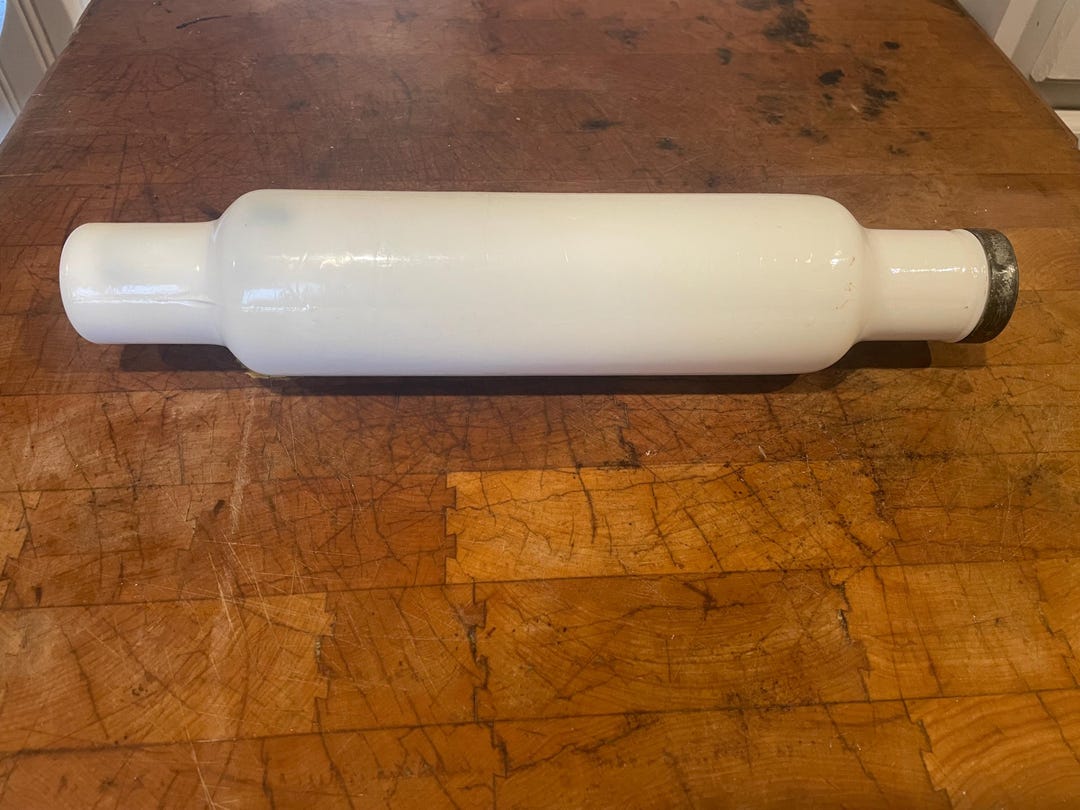Antique Milk Glass Rolling Pin With Metal End Cap - Etsy