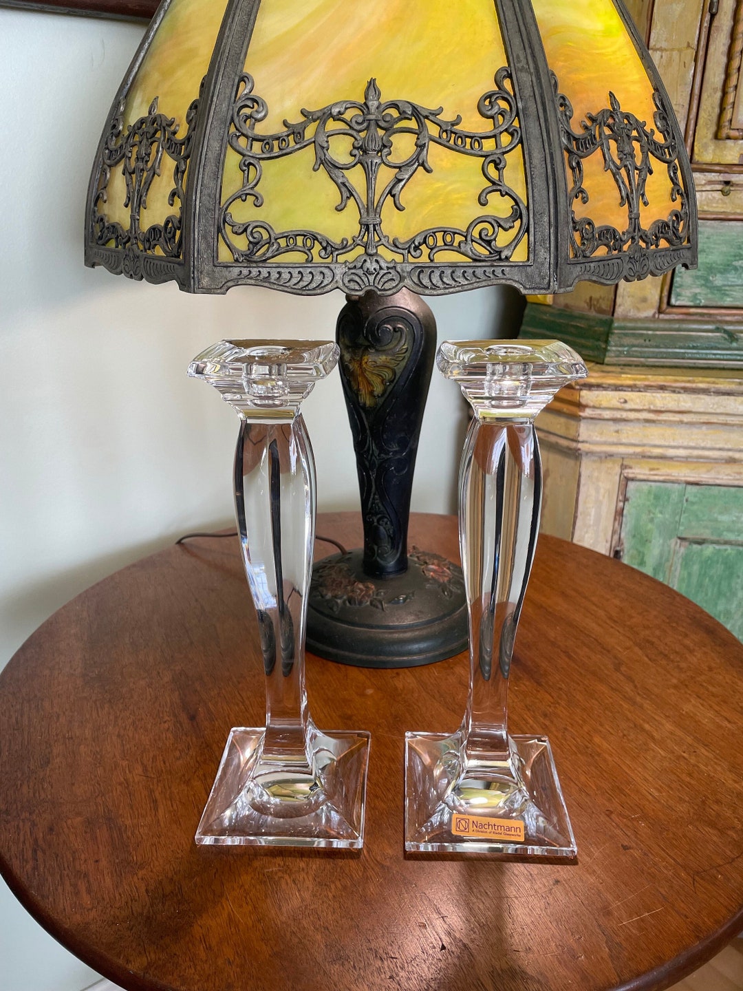 Pair of German Crystal Candle Holders - Nachtmann Solid Lead Crystal ...