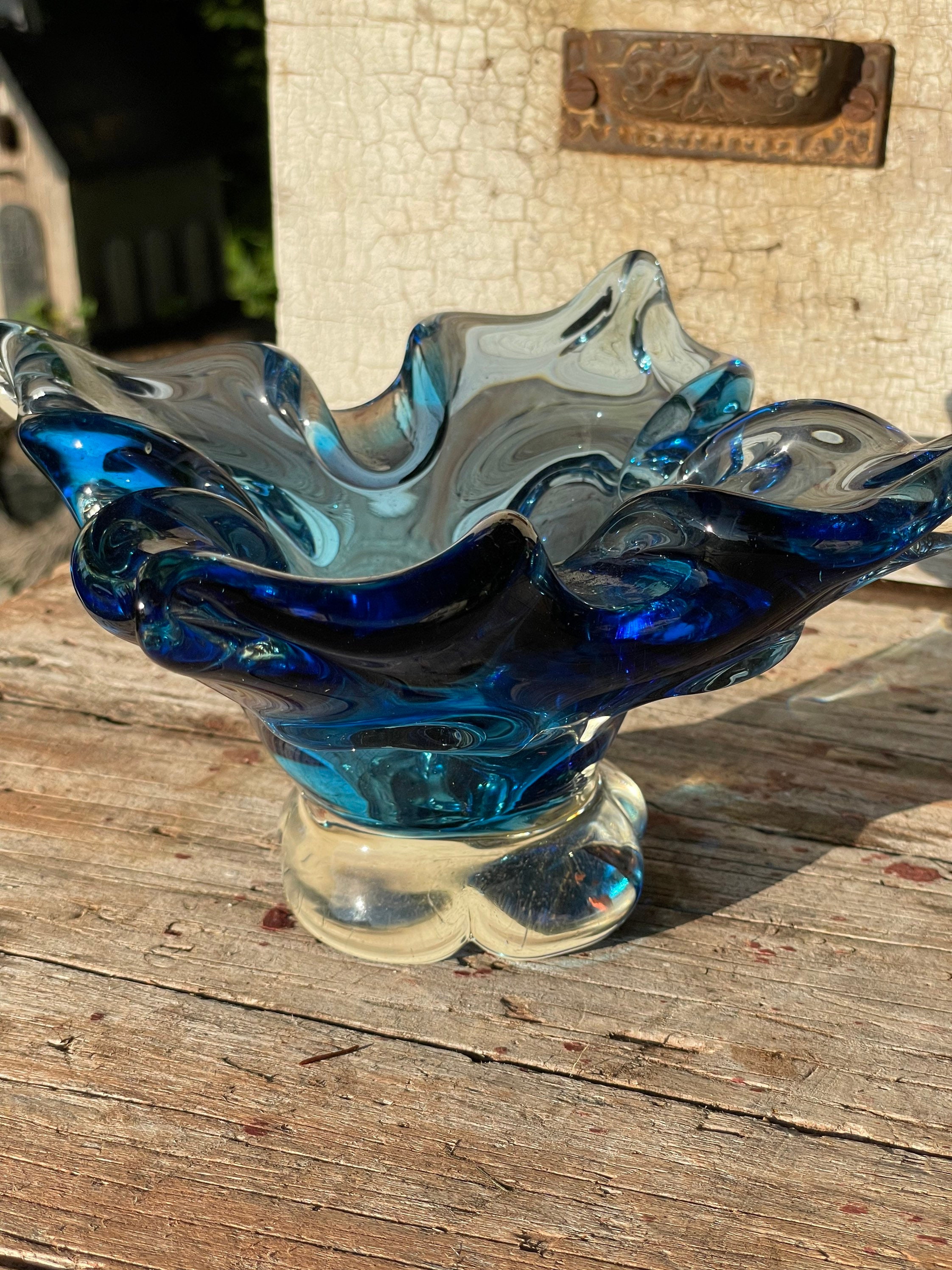 Blue Art Glass, Lorraine Glass Industries - Etsy