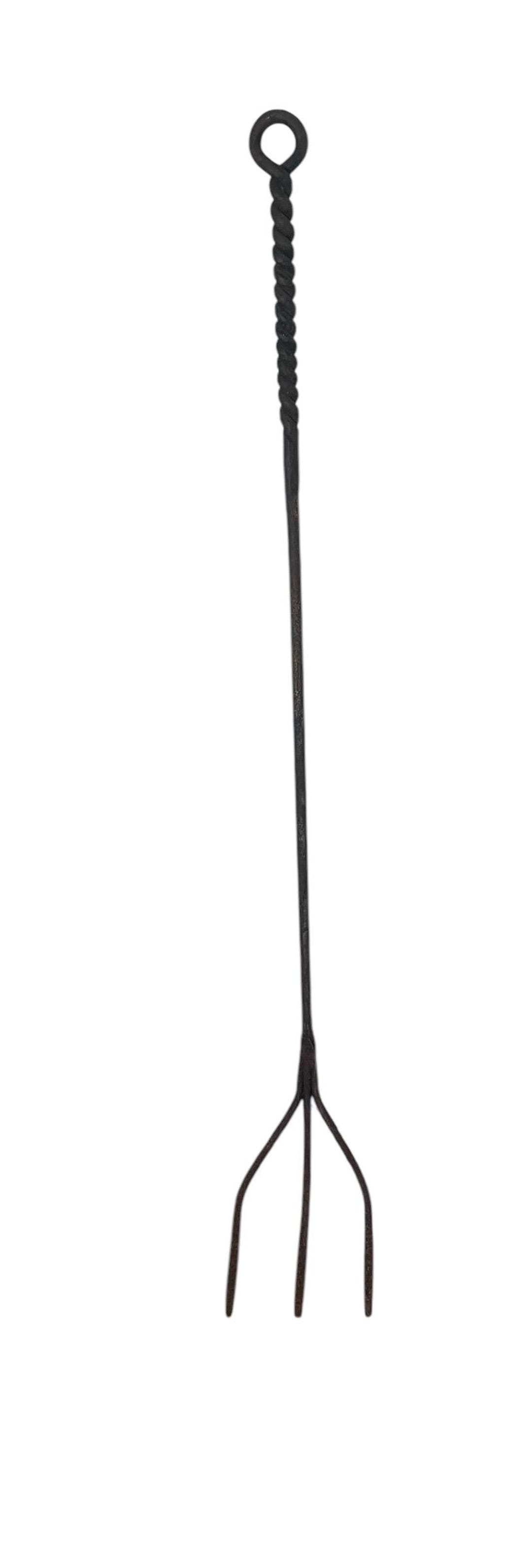 A Very Rare Hand Forged Century Old Antique Farm or Clam Digging Pitch ...