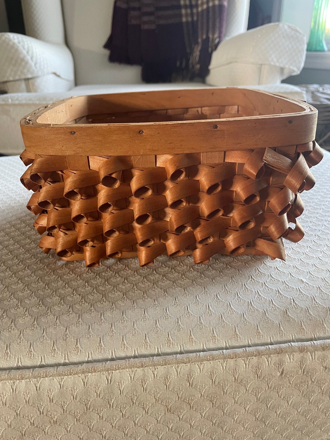Locally Made Ash Carrying Basket With Handle and Acorn Twists All ...