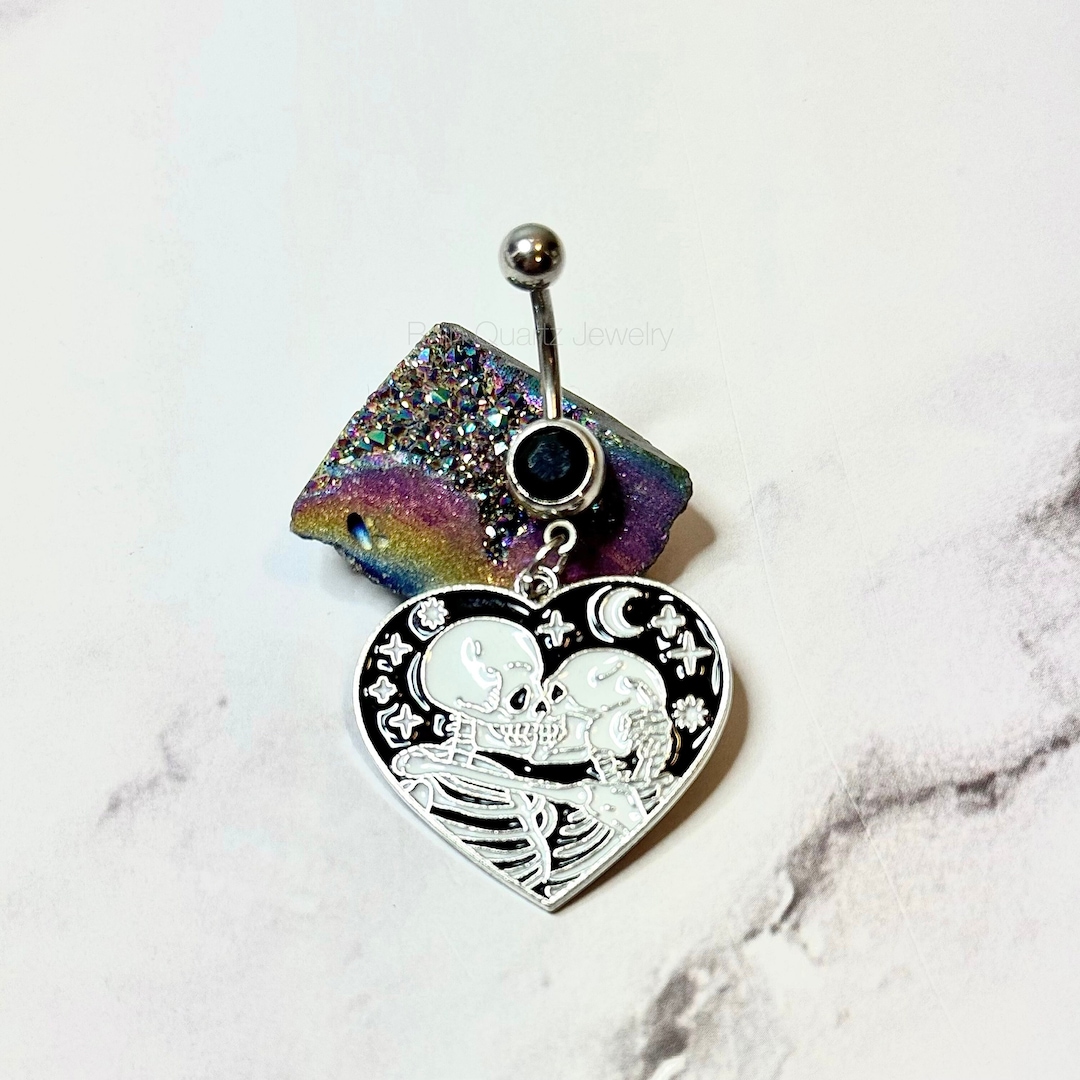 Kissing Skulls Belly Button Ring Stainless Surgical Steel Navel ...