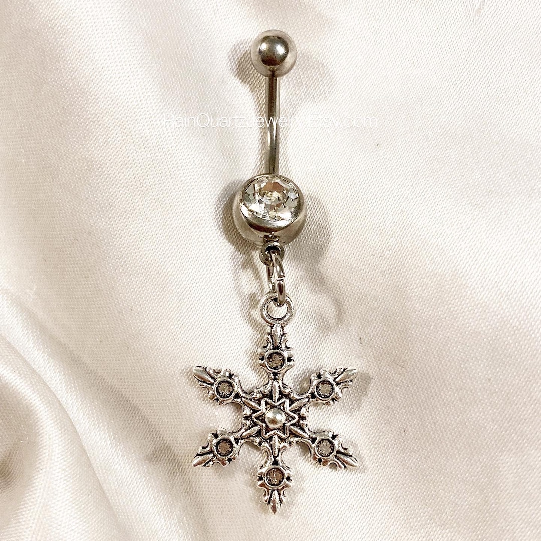 Snowflake Belly Button Ring Stainless Surgical Steel Belly Piercing ...