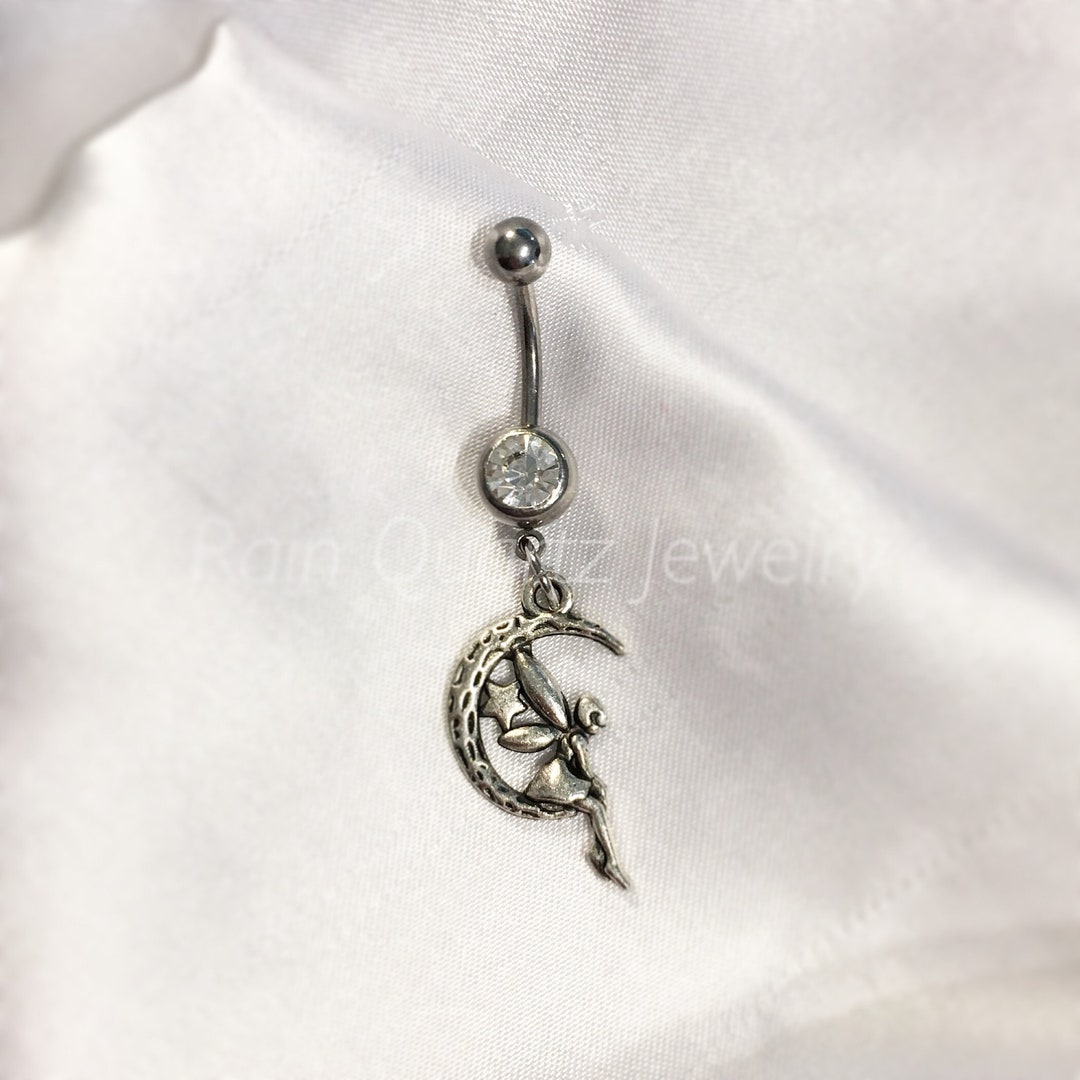 Moon Fairy Belly Button Ring - Faerie Stainless Steel Dangle Belly ...