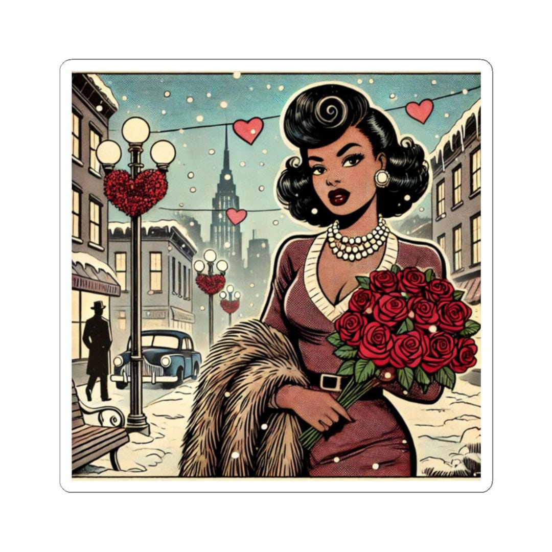 Vintage 1950s Afrocentric Valentines Kiss-cut Sticker | Retro Black Pin ...