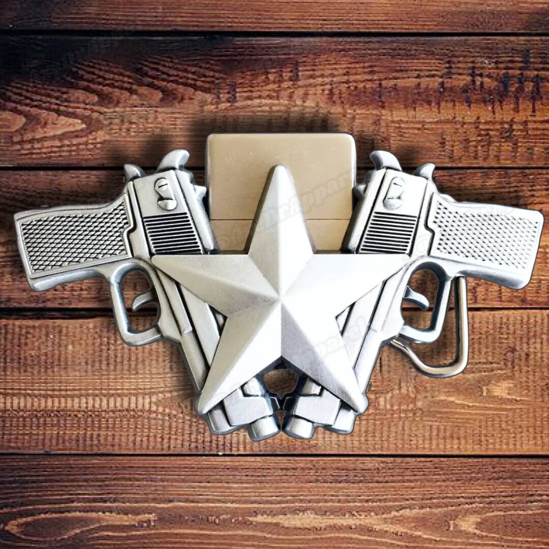 Dual Pistols & Star Belt Buckle WITH LIGHTER - Etsy