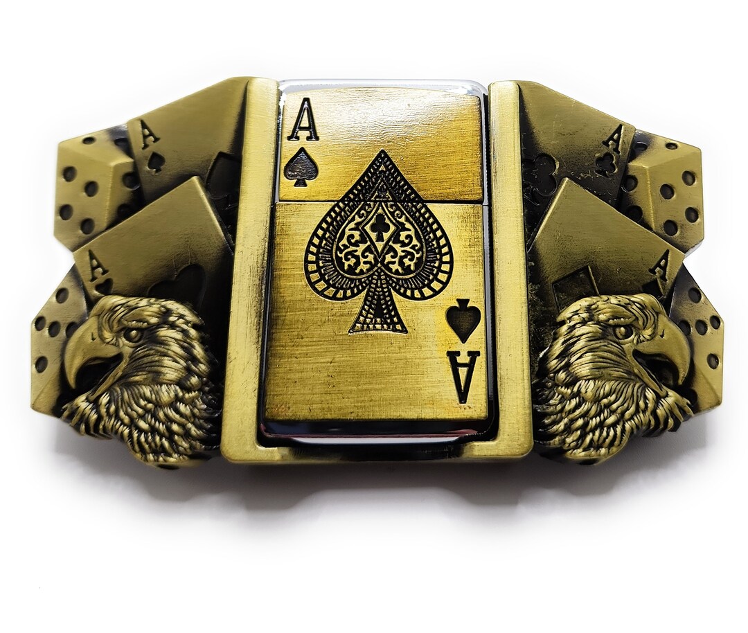 Aces Dice Eagles Lighter Belt Buckle Lighter Holder WITH Ace of Spades ...