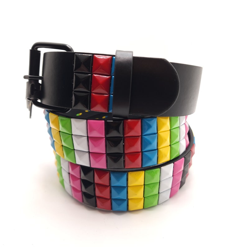 Multi-color Studded Belt Punk - Etsy