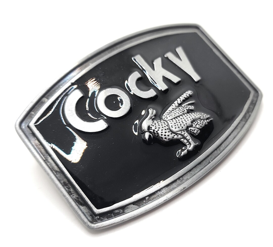 Cocky Rooster Men's Belt Buckle Antique Silver Black Enamel - Etsy