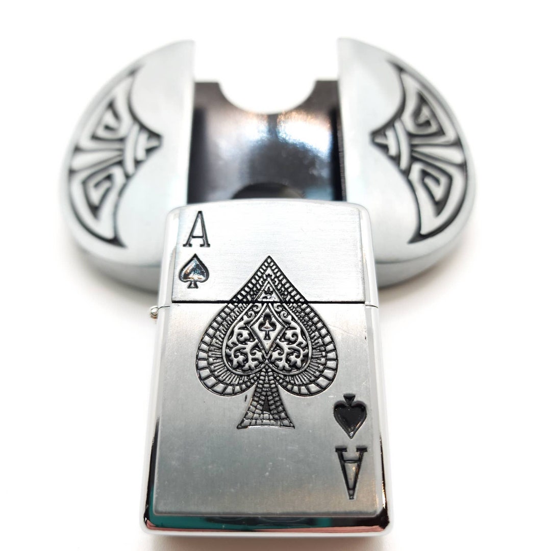 Ace of Spades Belt Buckle Lighter Holder With Ace of Spades Lighter ...