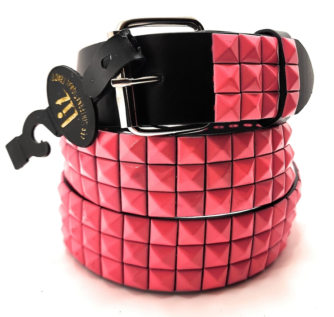 Pink Pyramid Studded Leather Belt Punk - Etsy