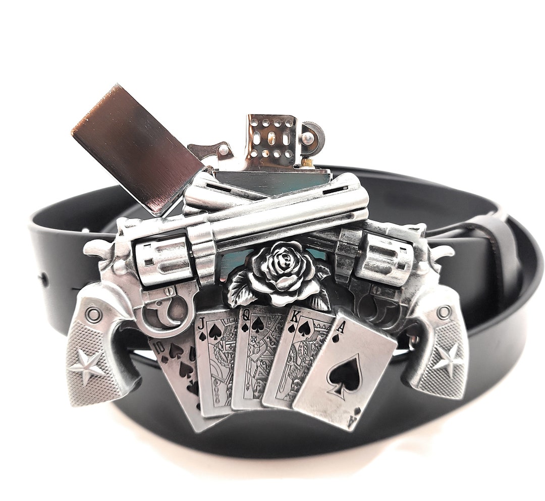 Spinning Revolvers Lighter Belt Buckle and Premium Leather Belt - Etsy