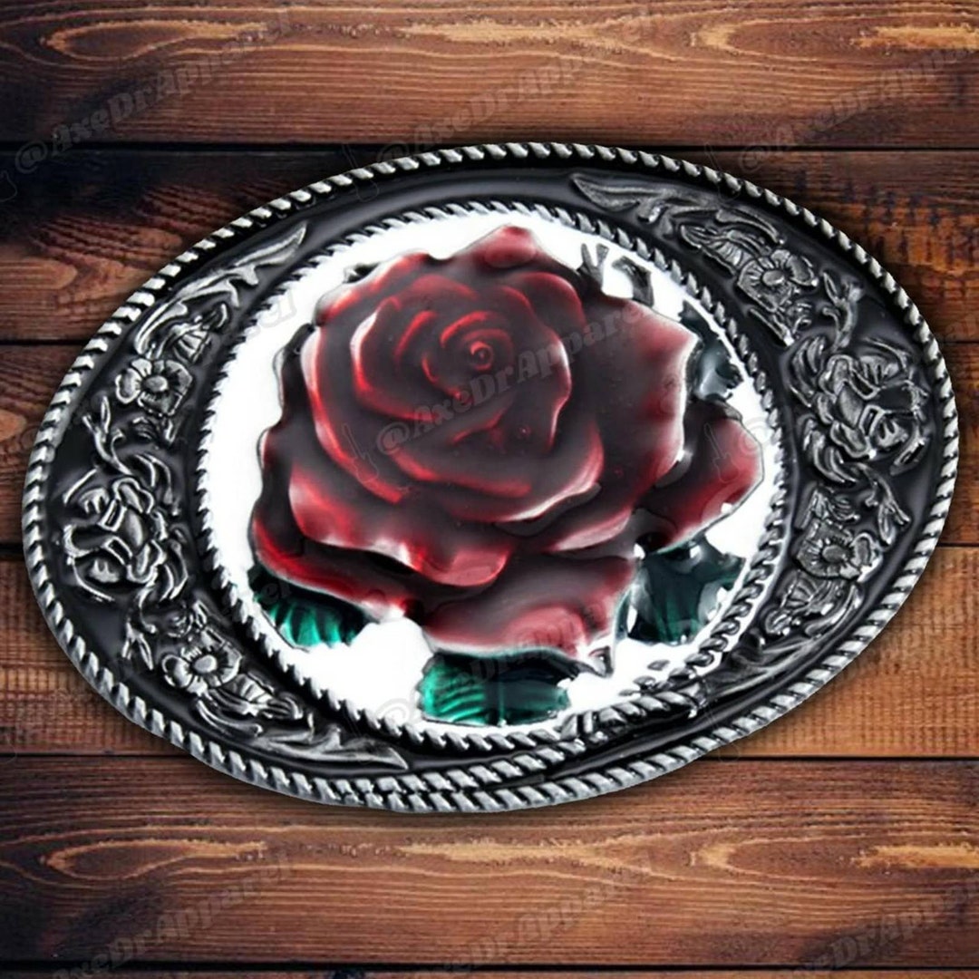 Womens Red Rose Belt Buckle - Etsy