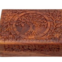 Round Handmade Wooden Box Celtic Tree of Life for Jewelry, Tatting ...