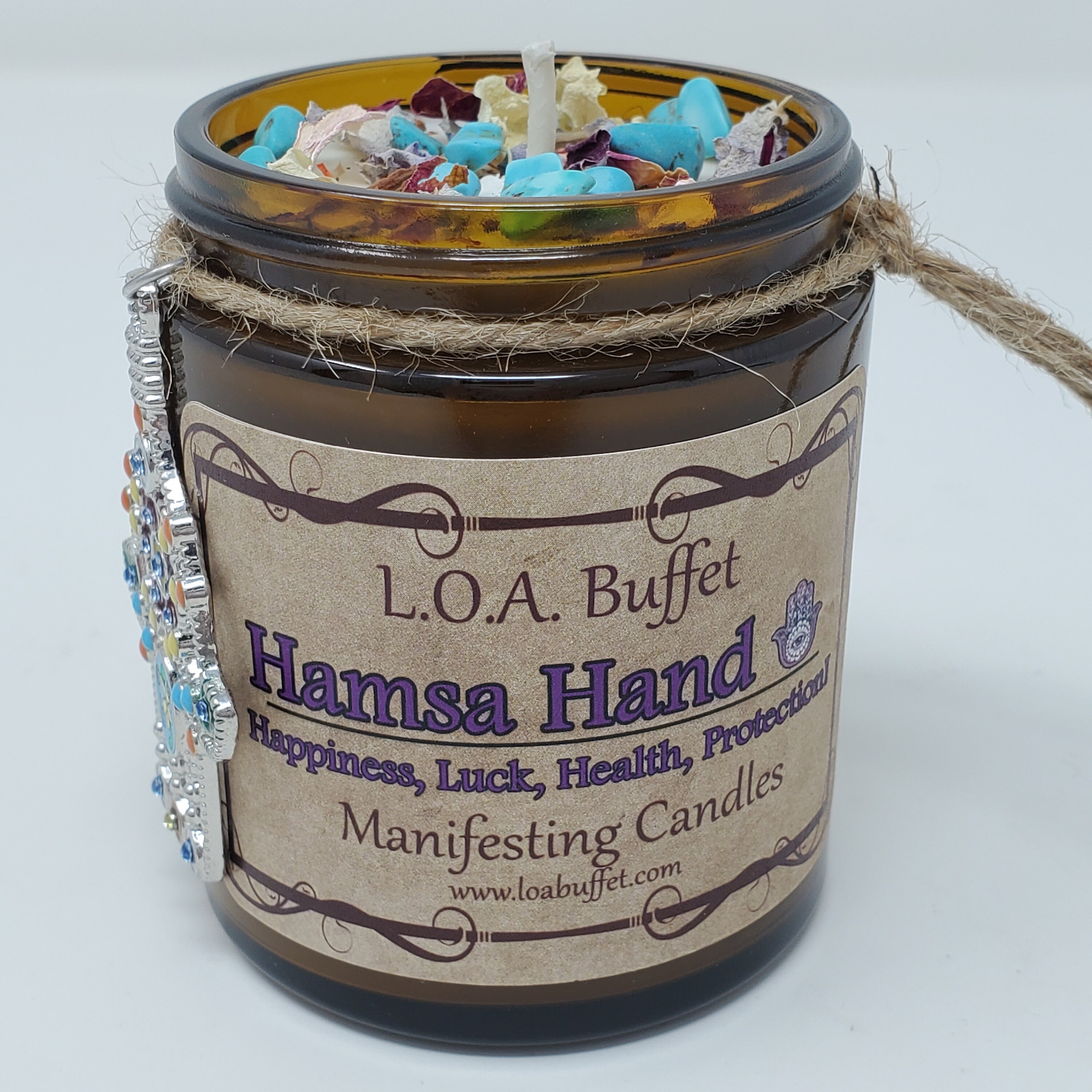 Hamsa Hand Candle With Charm Good Luck Candle Hand Poured - Etsy