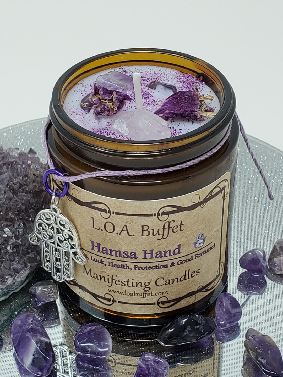 Hamsa Hand, Good Luck Candle, Law of Attraction, Hand Poured Soy Candle ...