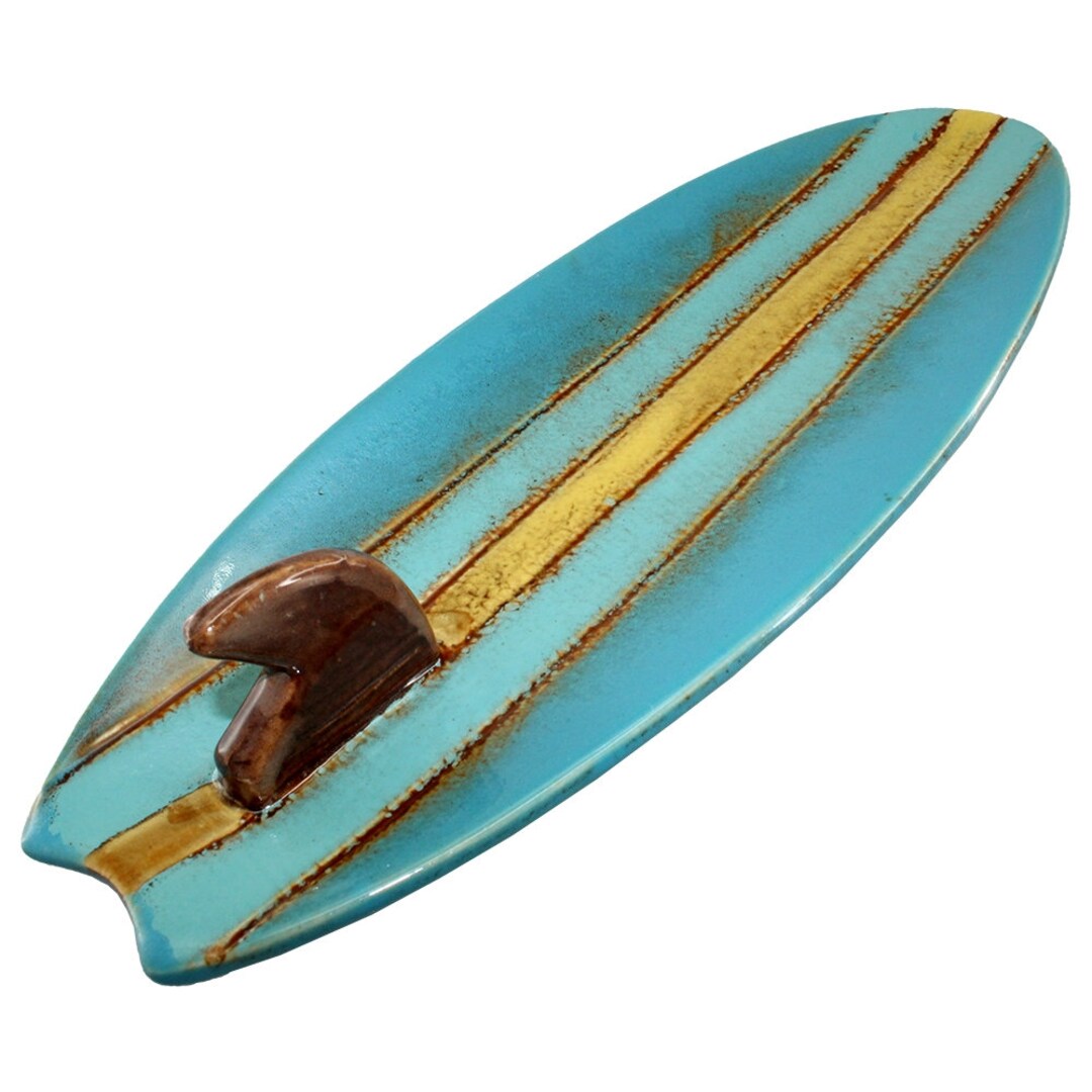 Teal Ceramic Surfboard Serving Dish Tray, Nautical Décor, Beachy - Etsy
