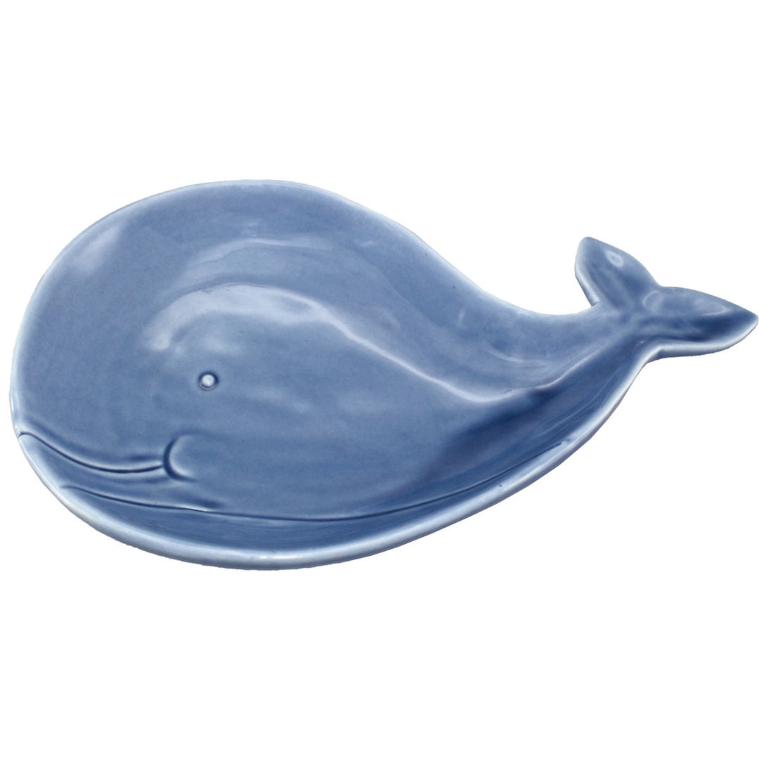 Blue Ceramic Whale Plate for Jewelry, Crystals, Appetizers, Small ...