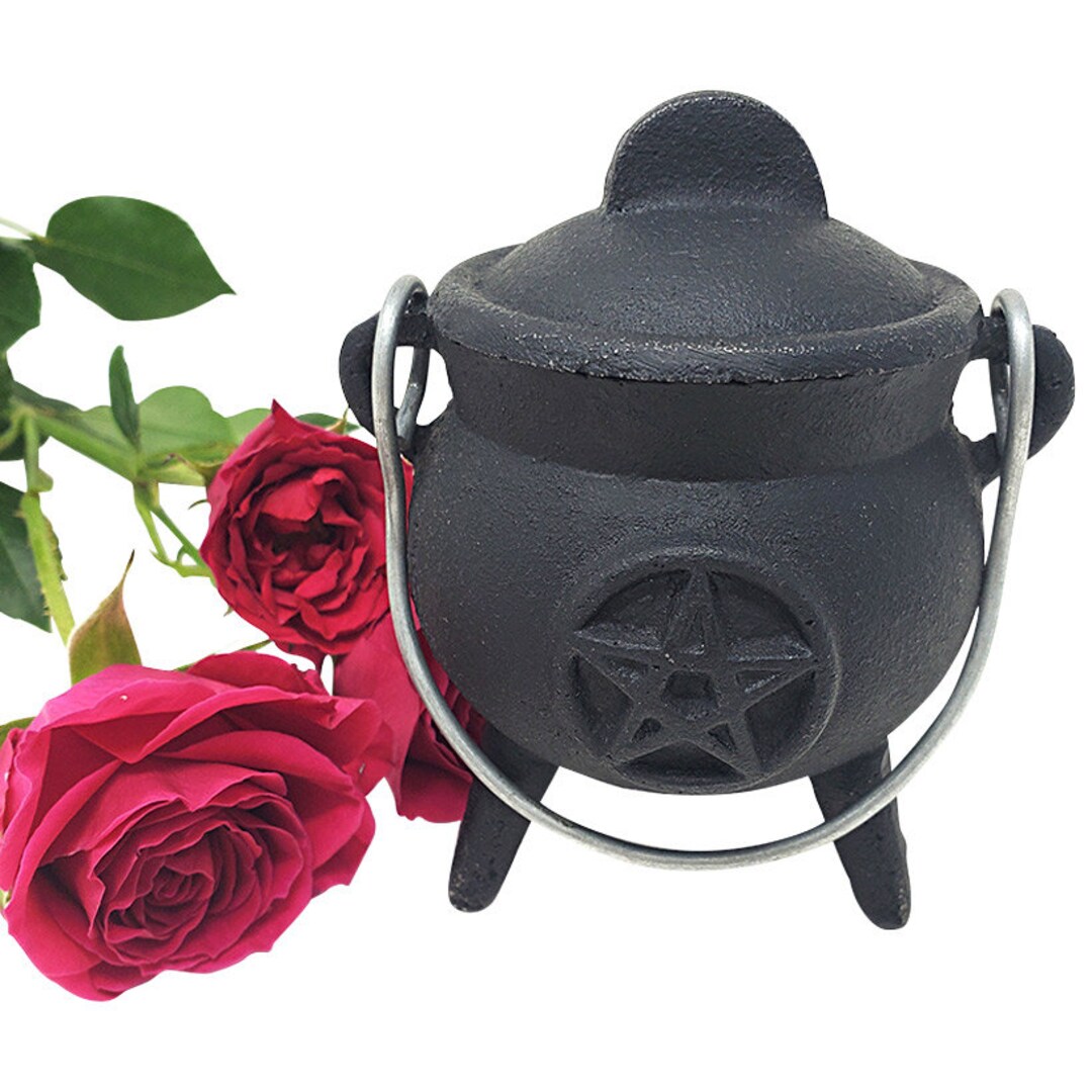 3 Inch Diameter Mini Pentacle Cast Iron Cauldron for Ritual, Incenses ...