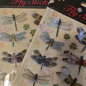 Bulk Packs of Iridescent Dragonfly 3D Stickers With Iridescent Clovers ...