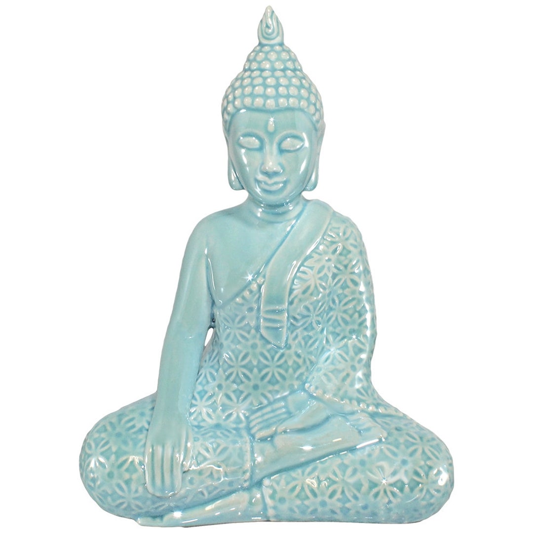 Iridescent Blue Meditation Buddha, Buddha Garden Statue, Buddha Statue ...