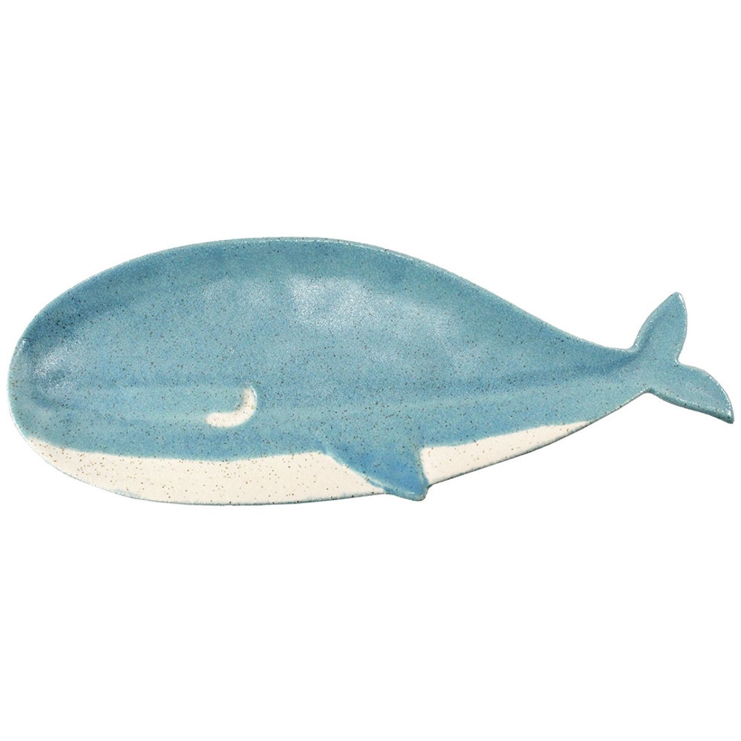 Blue and White Ceramic Whale Plate for Appetizers, Desserts, Cheese ...