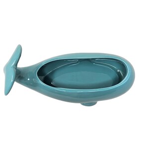 Ocean Blue Ceramic Whale Planter for Flowers, Herbs Succulents, Beach ...