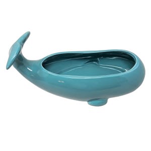 Ocean Blue Ceramic Whale Planter for Flowers, Herbs Succulents, Beach ...