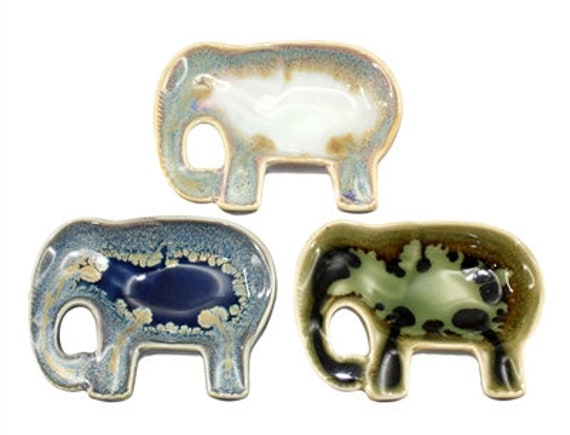 Set of 6 Glazed Mini Elephant Dishes for Condiments Dipping - Etsy