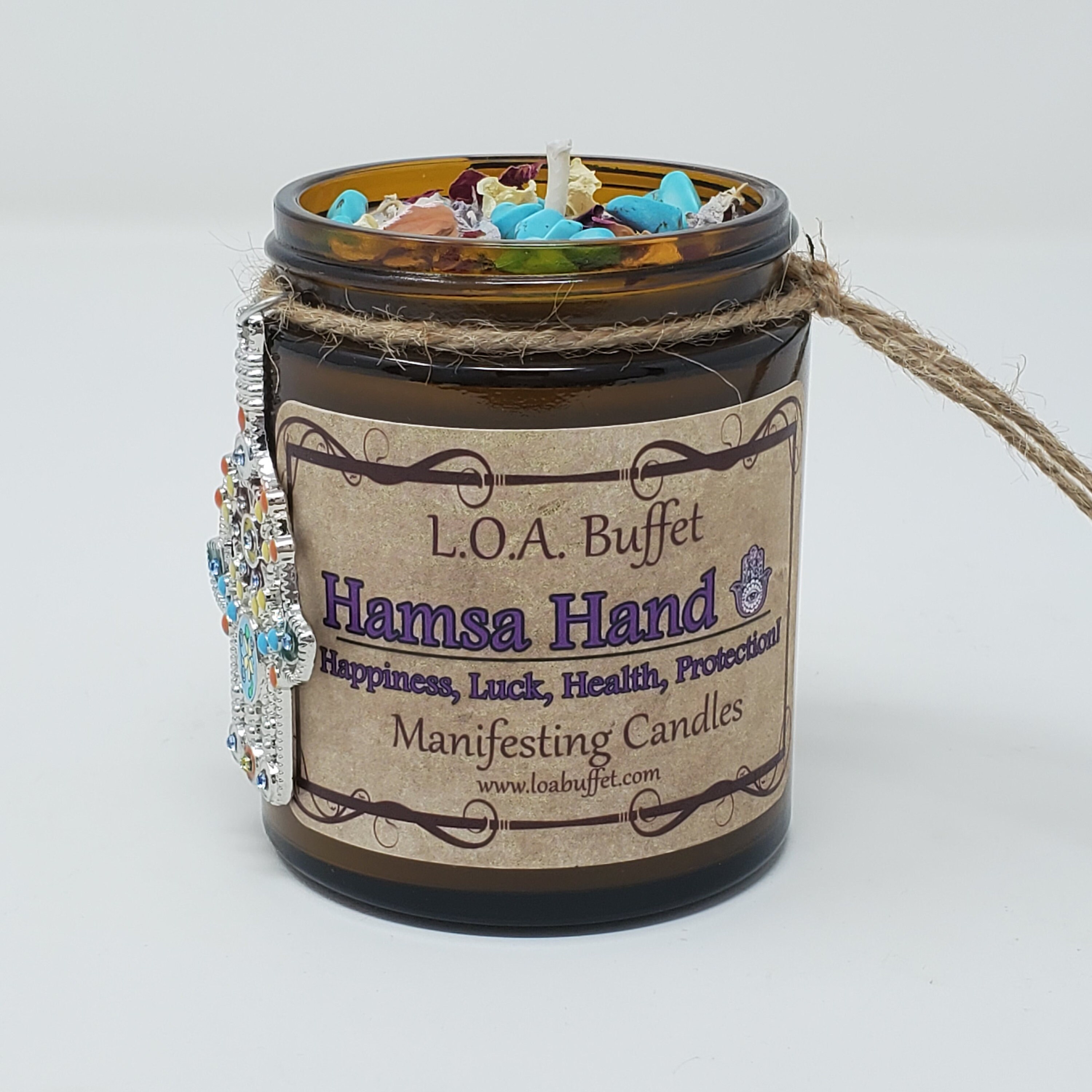 Hamsa Hand Candle With Charm Good Luck Candle Hand Poured - Etsy