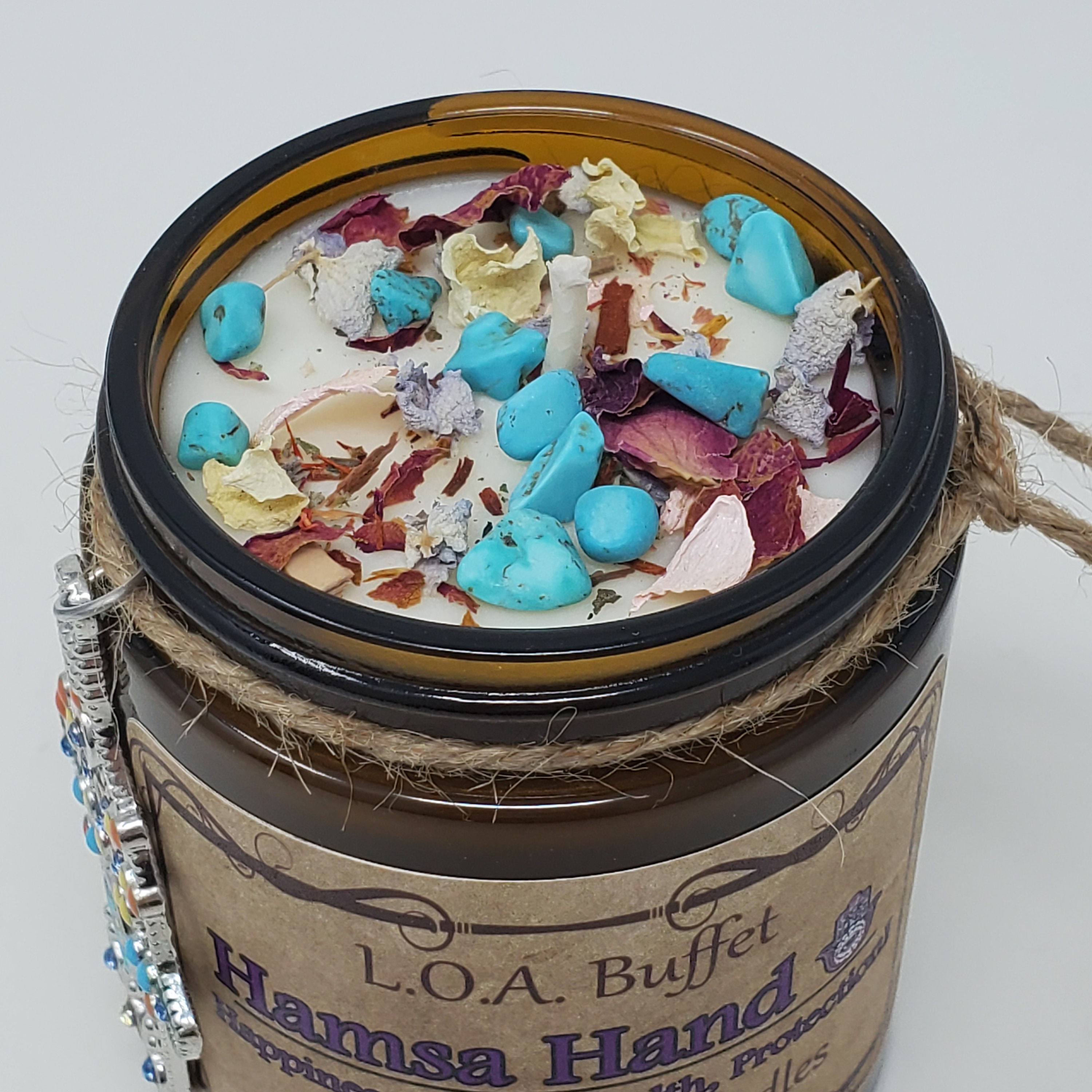 Hamsa Hand Candle With Charm Good Luck Candle Hand Poured - Etsy