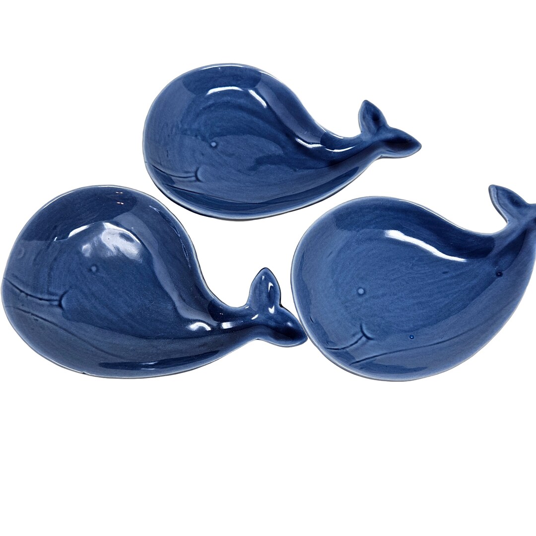 Blue Ceramic Whale Plate for Jewelry, Crystals, Appetizers, Small ...