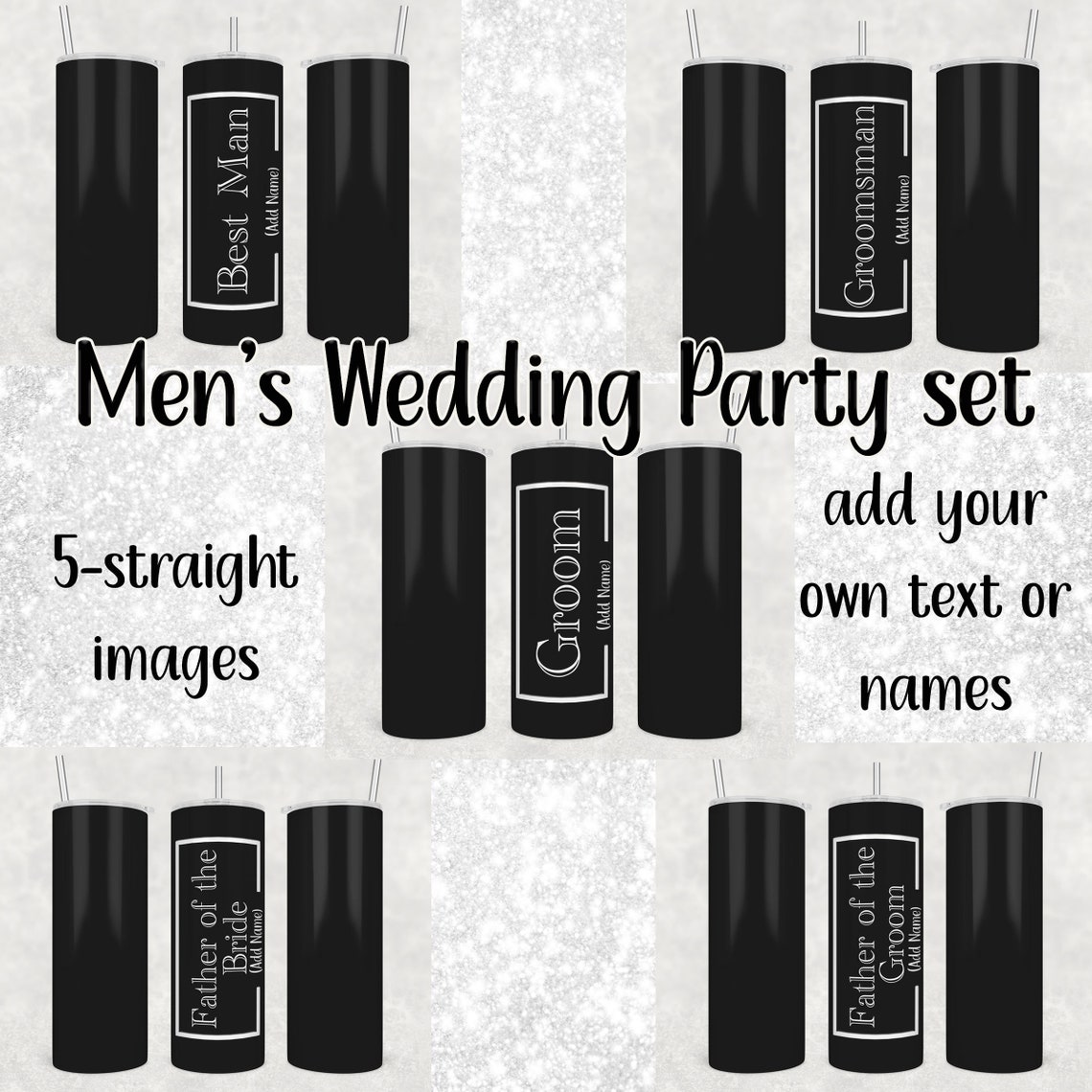 Customize Men's Wedding Party Bundle Matching Set Bridal Add Names ...