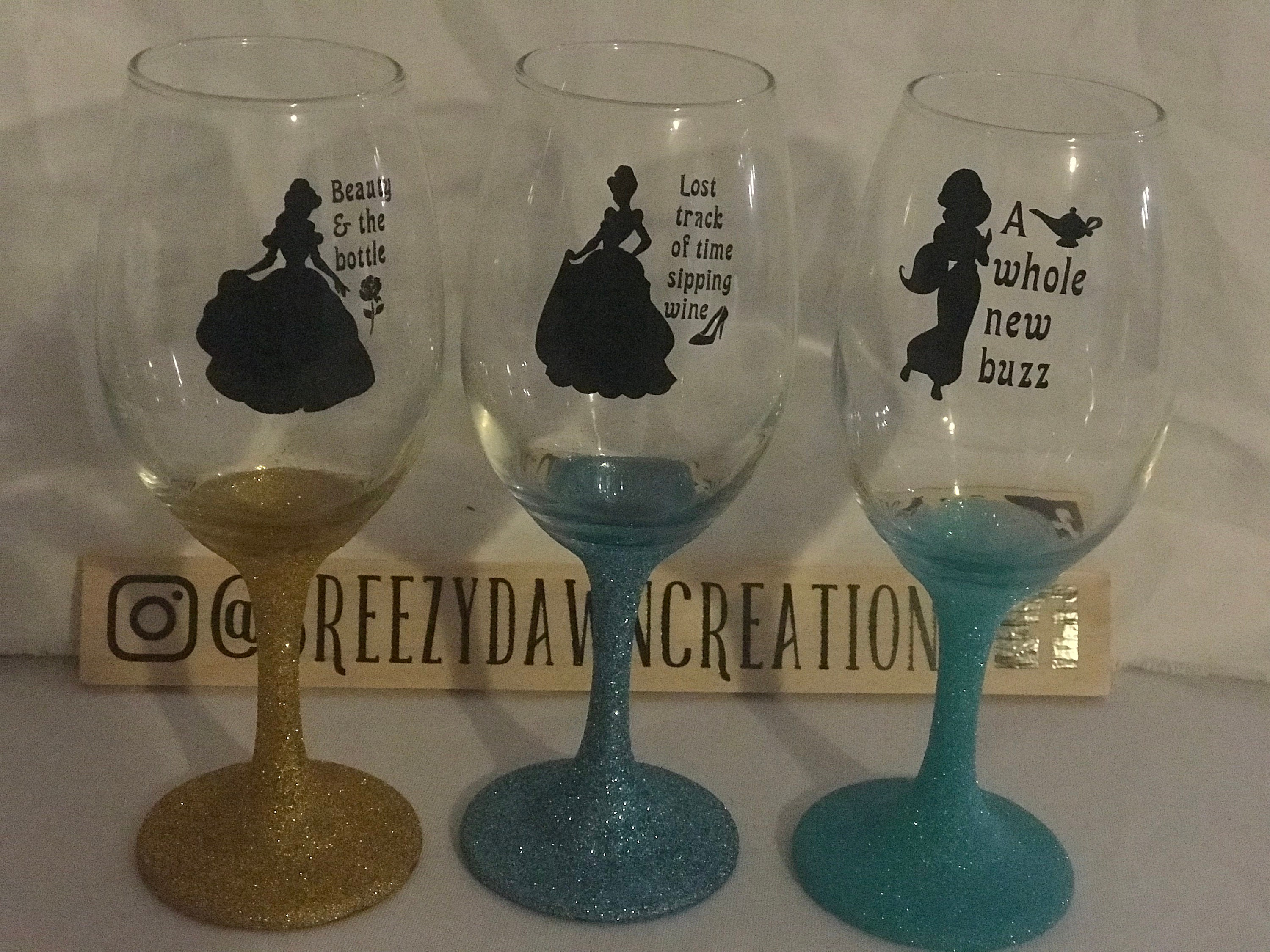 Princess Wine Glass Disney - Etsy