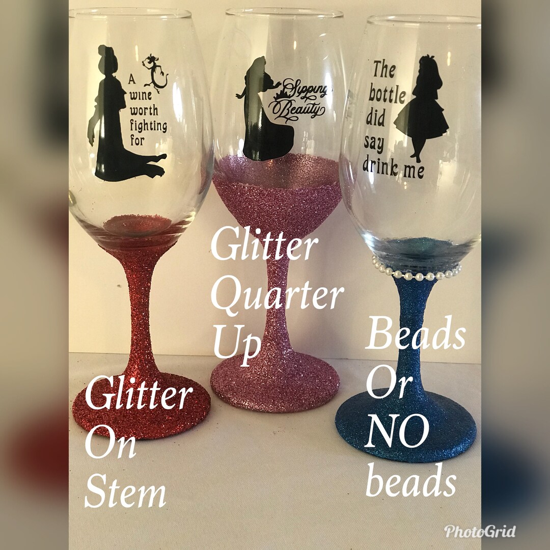 Princess Wine Glass Disney - Etsy